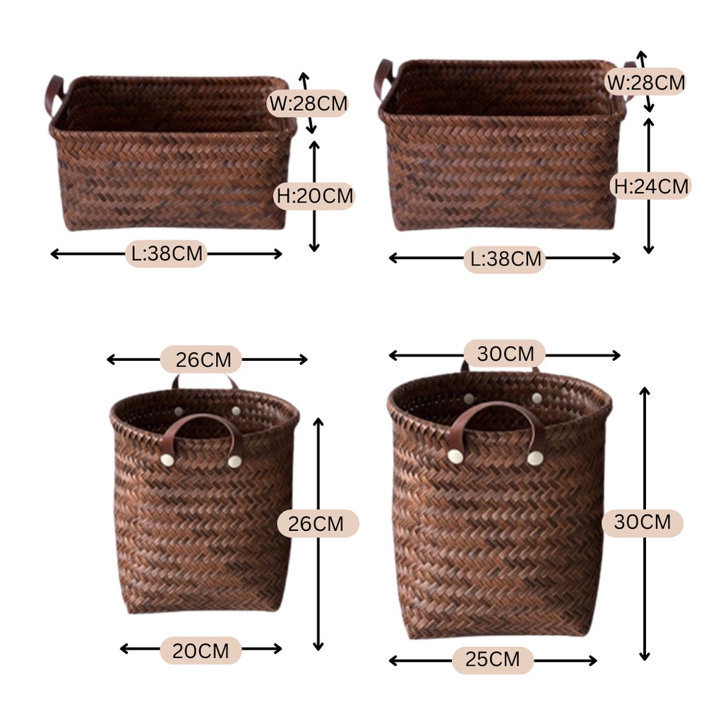 Aesthetic Premium Big Storage Basket Handmade With Handle Multiuse Raga Bakul Kraftangan ...