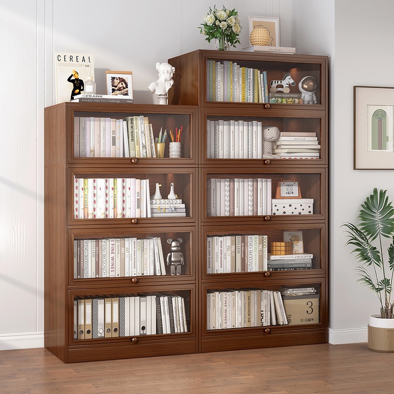 Anti-dust Bookshelf Shelf Floor Bookcase with Door Display Cabinet ...