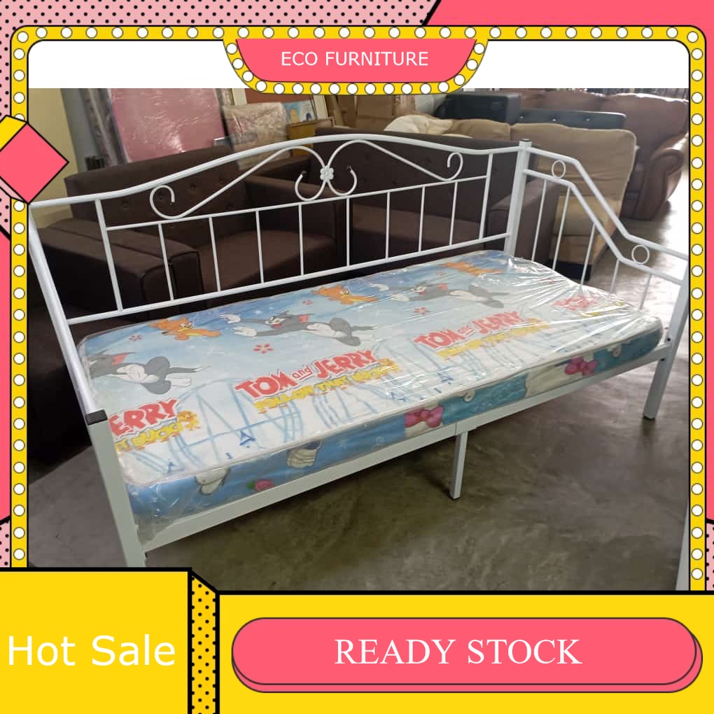 100% Besi Katil Besi Katil Bujang Katil Single Tambah Foam Tilam ...