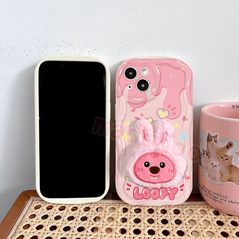 Cute Cartoon Rabbit beaver Plush Loopy Stand Casing For Redmi Note 14 ...