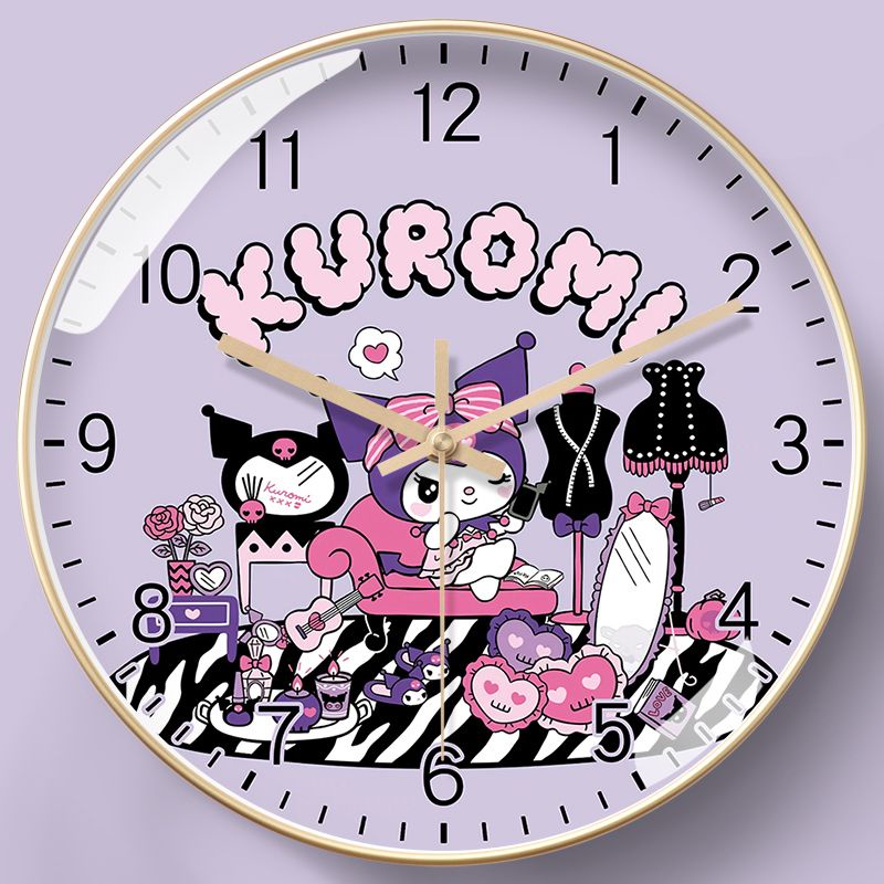 Kuromi Wall Clock Cute Cartoon Children's Room Clock Small Fresh Cute ...