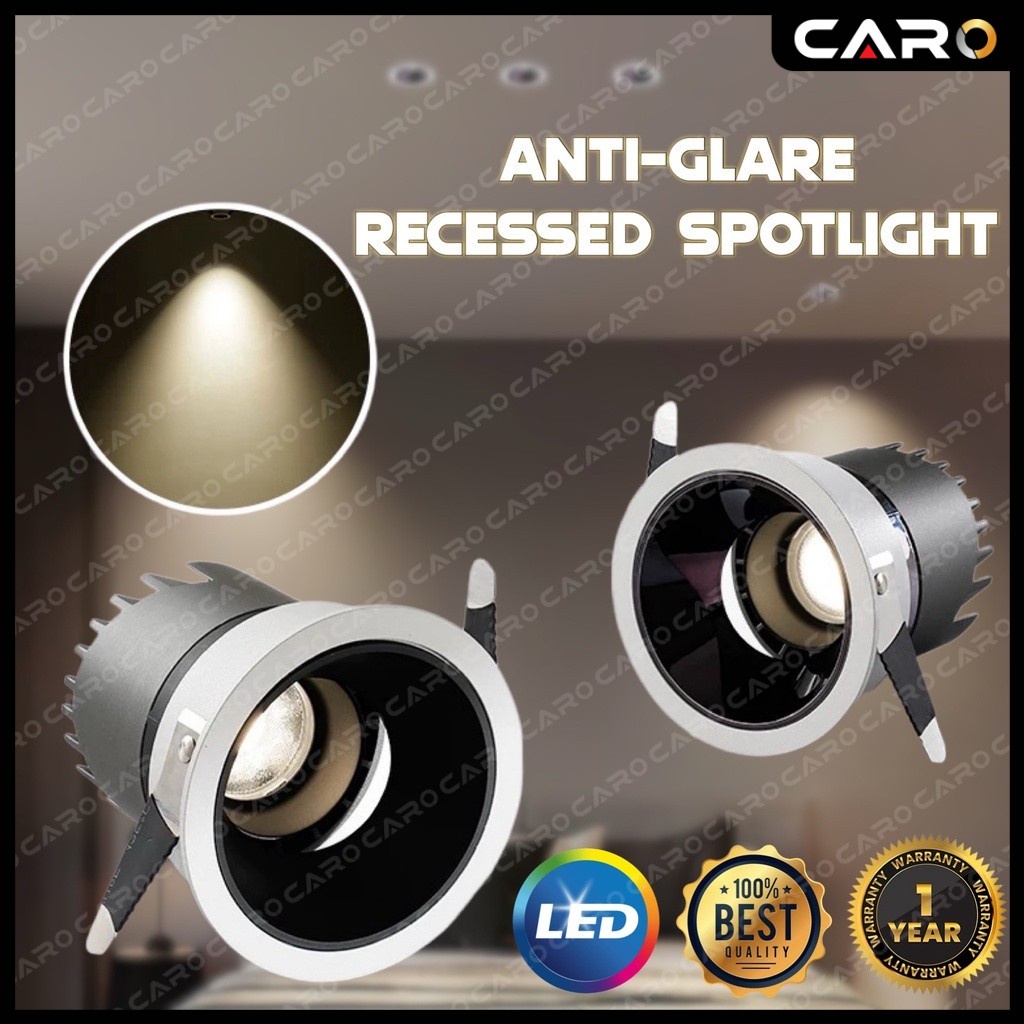 [ ANTI GLARE ] 10W COB RECESSED SPOTLIGHT BLACK/GUN BLACK/ROSE GOLD ...