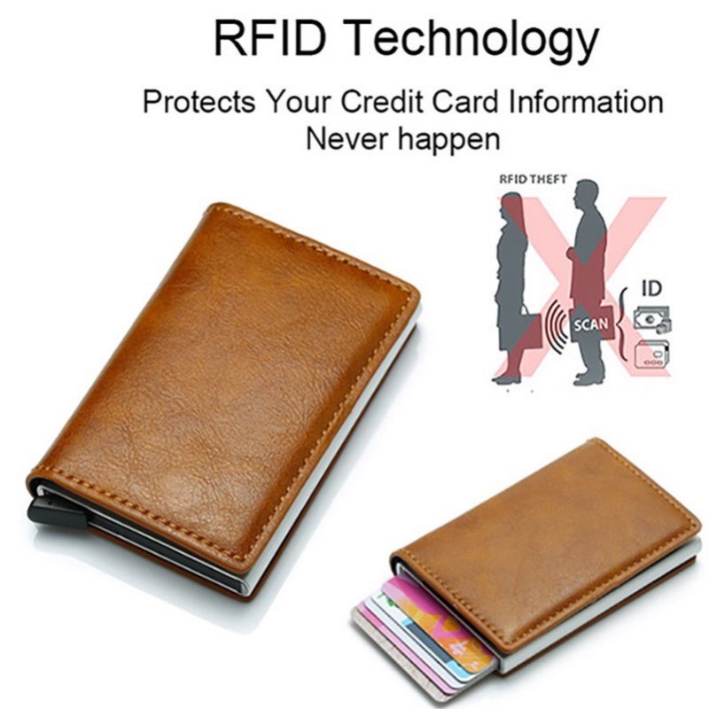 LABER LEE Wallet For Men PU Leather Automatic Pop-up Card Holder Wallet ...