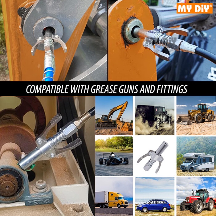 MYDIYHOMEDEPOT - Stainless Steel 10000psi Grease Gun Coupler Double ...