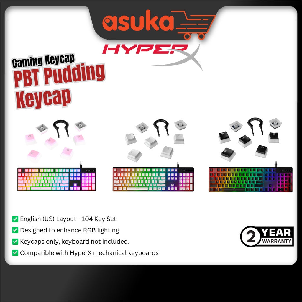 HyperX PBT Pudding Keycap-US - (Black/White/Pink) | Shopee Malaysia