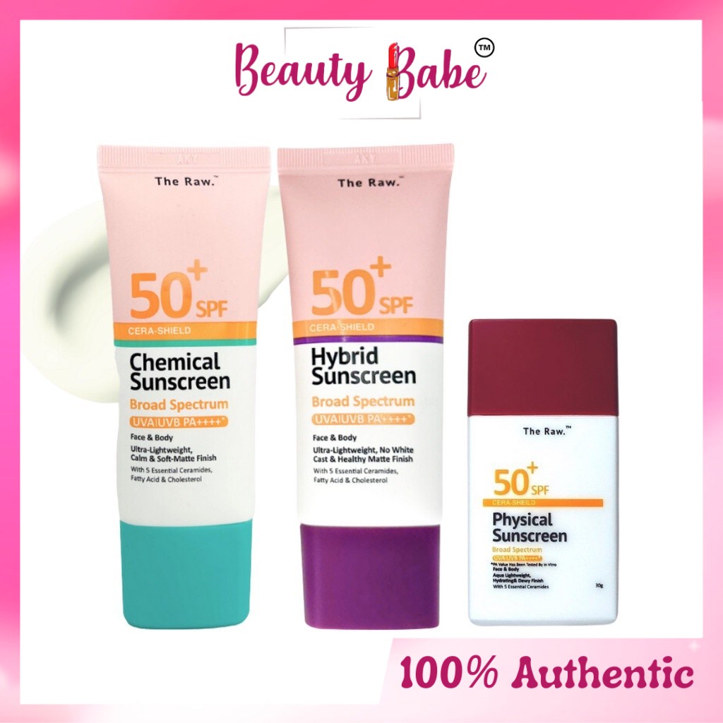 The Raw. Cera-Shield Chemical / Physical /Hybrid Sunscreen SPF 50+ PA++++* Broad Spectrum UVA ...