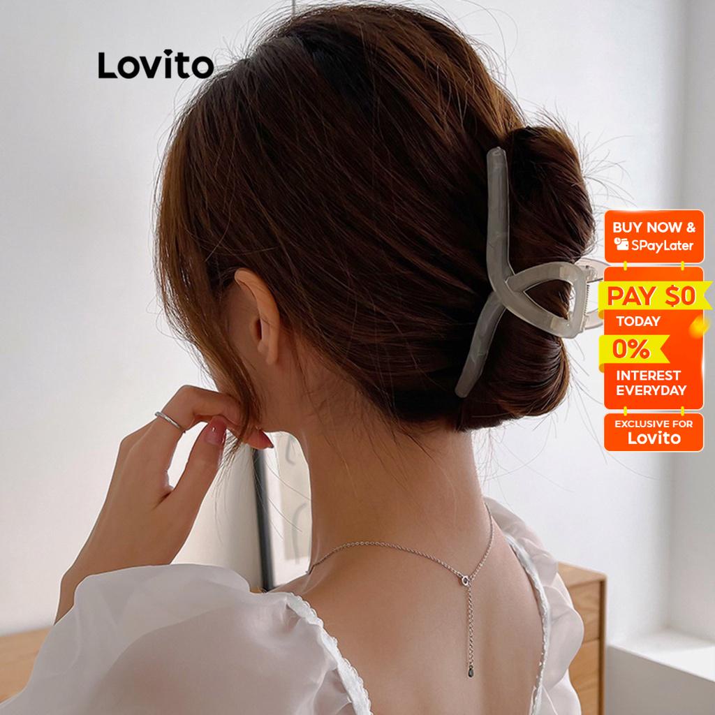 Lovito Casual Plain Basic Hair Clips for Women LNA09057 (Coffee/Brown ...