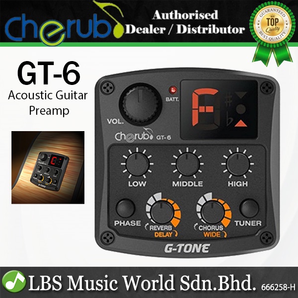 Cherub GT-6 3 Band EQ Built-in Chromatic Tuner, Delay and Chorus for ...
