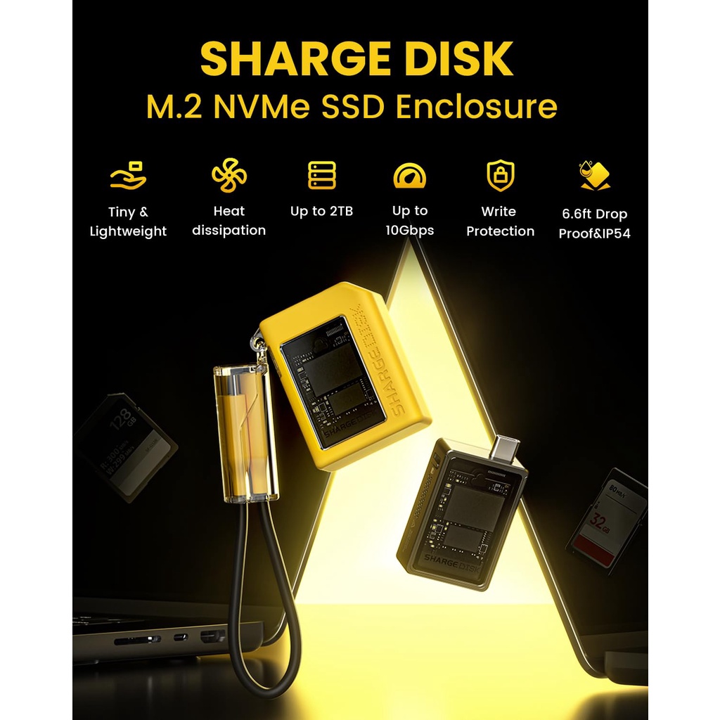 SHARGE Disk M.2 NVMe SSD Enclosure With Active Cooling System 10Gbps ...