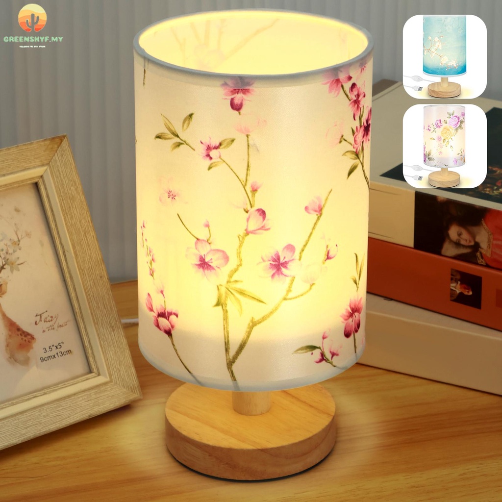 Bedside Table Lamp with Wood Base Warm White Desk Lamp Nightstand with ...