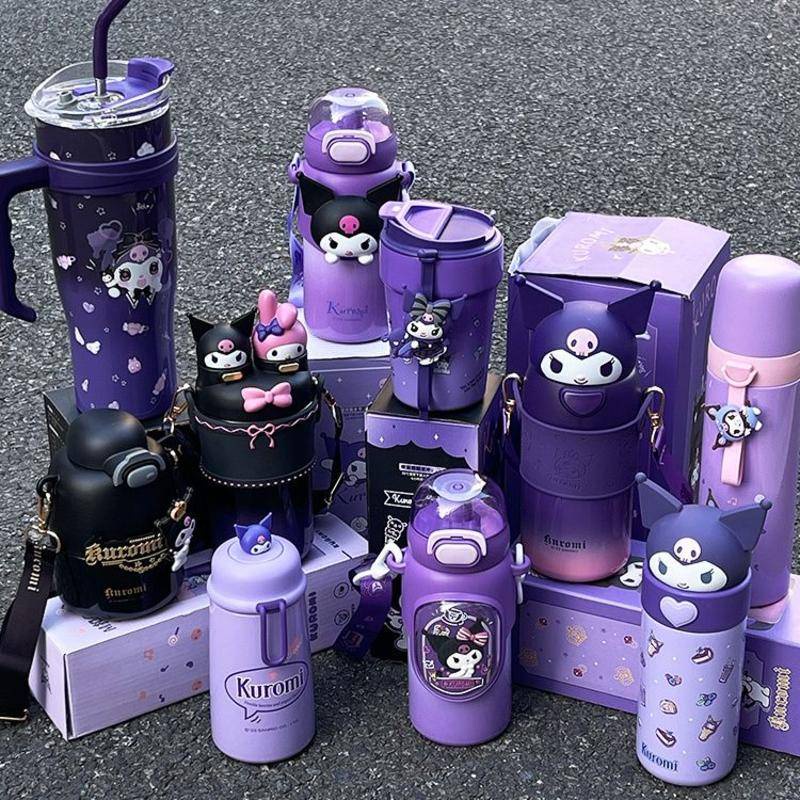 Sanrio Tumbler Tahan Sejuk Kuromi with Straw Stainless Steel Thermos Flask Cute Kid Water ...