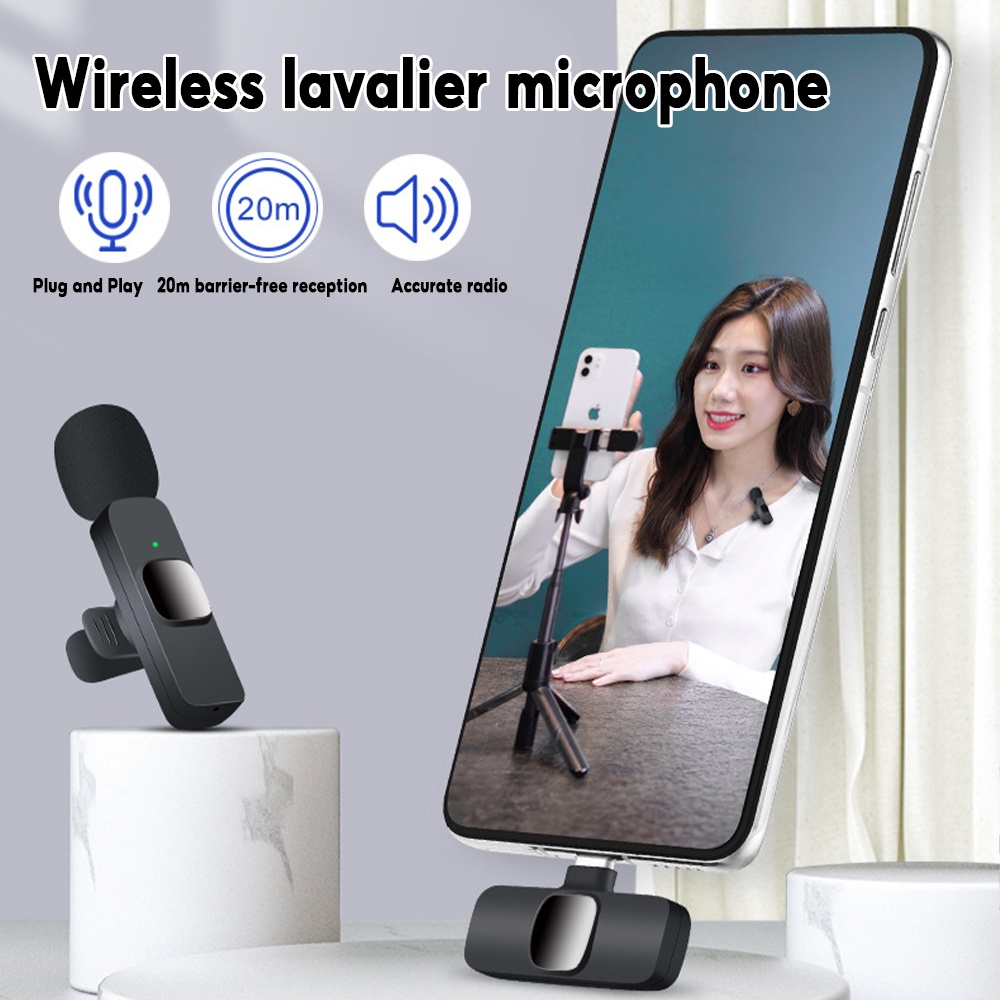 K9 Wireless Microphone mic 2.4GHz for iPhone & Type-C with Clip ...