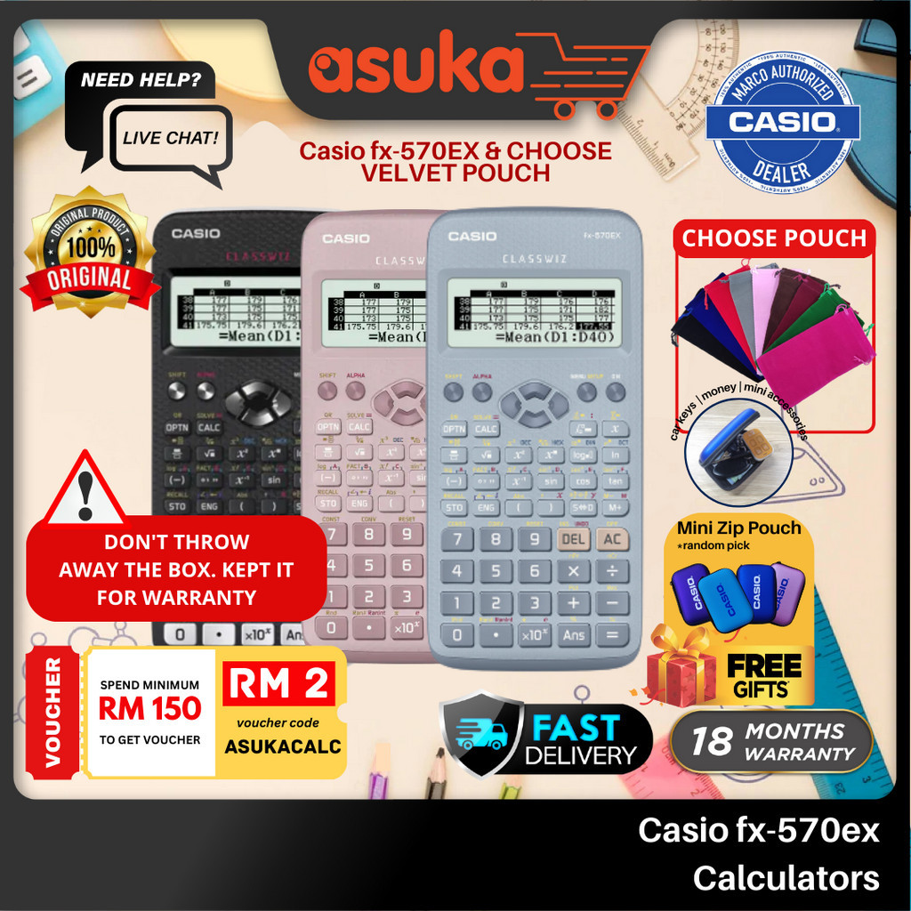 Casio fx-570EX / Casio Black fx-350ex Scientific Calculator Genuine ...