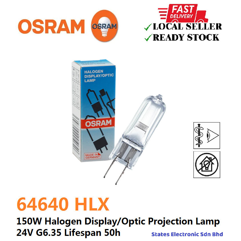 OSRAM 150W Halogen Display/Optic Projection Lamp 64640 HLX 24V G6.35 ...