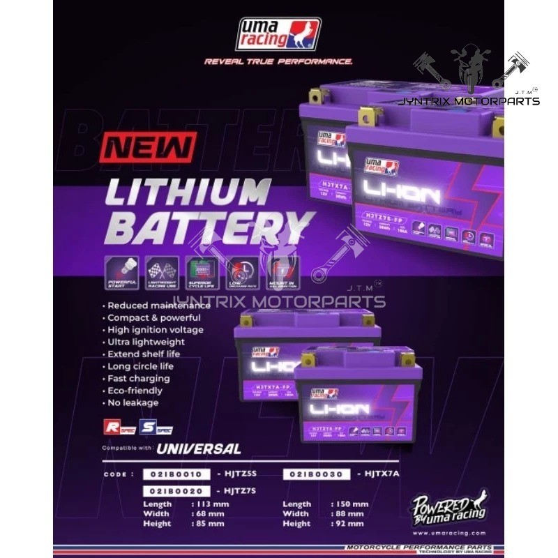 UMA RACING LITHIUM BATTERY HJTZ5S / HJTZ7S / HJTX7A Y15ZR/LC135 V1-V7 ...