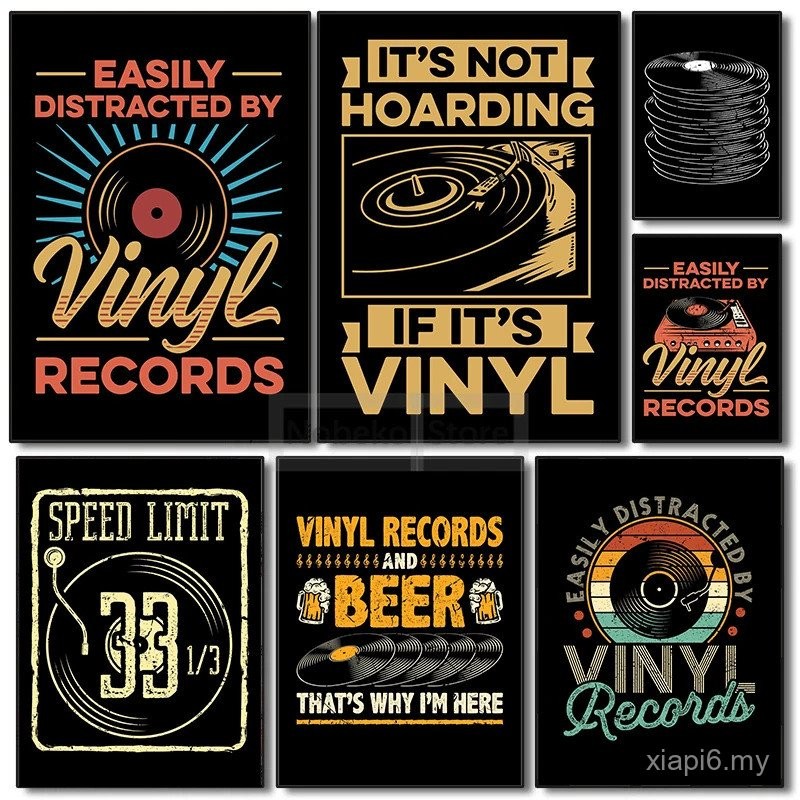 Retro CD Player Vinyl Record Music Blackboard Nightclub Poster and ...