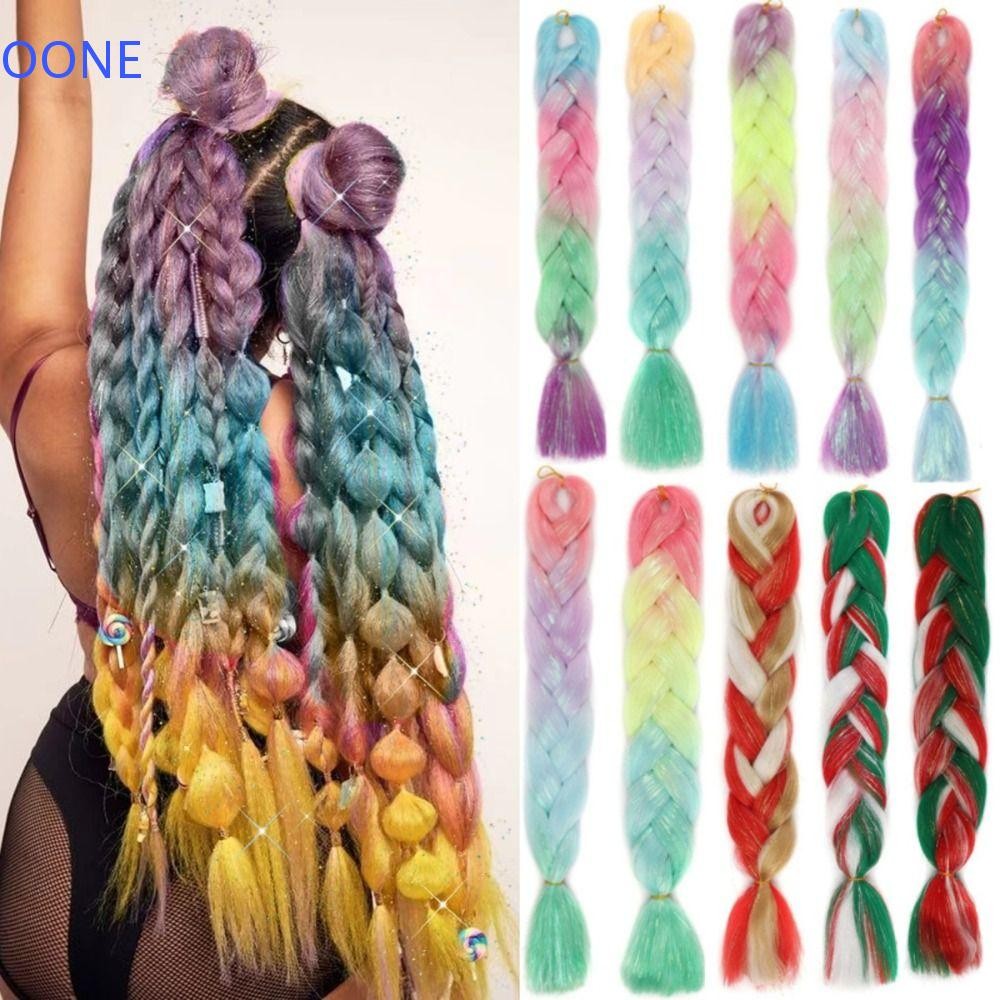 OONE Colored Braiding Hair, Rainbow Sparkle Glitter Jumbo Braids ...