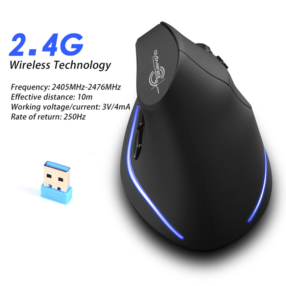 Ergonomic Wireless 2.4GHz Rechargeable Vertical Mice 6 Buttons 2400 DPI ...