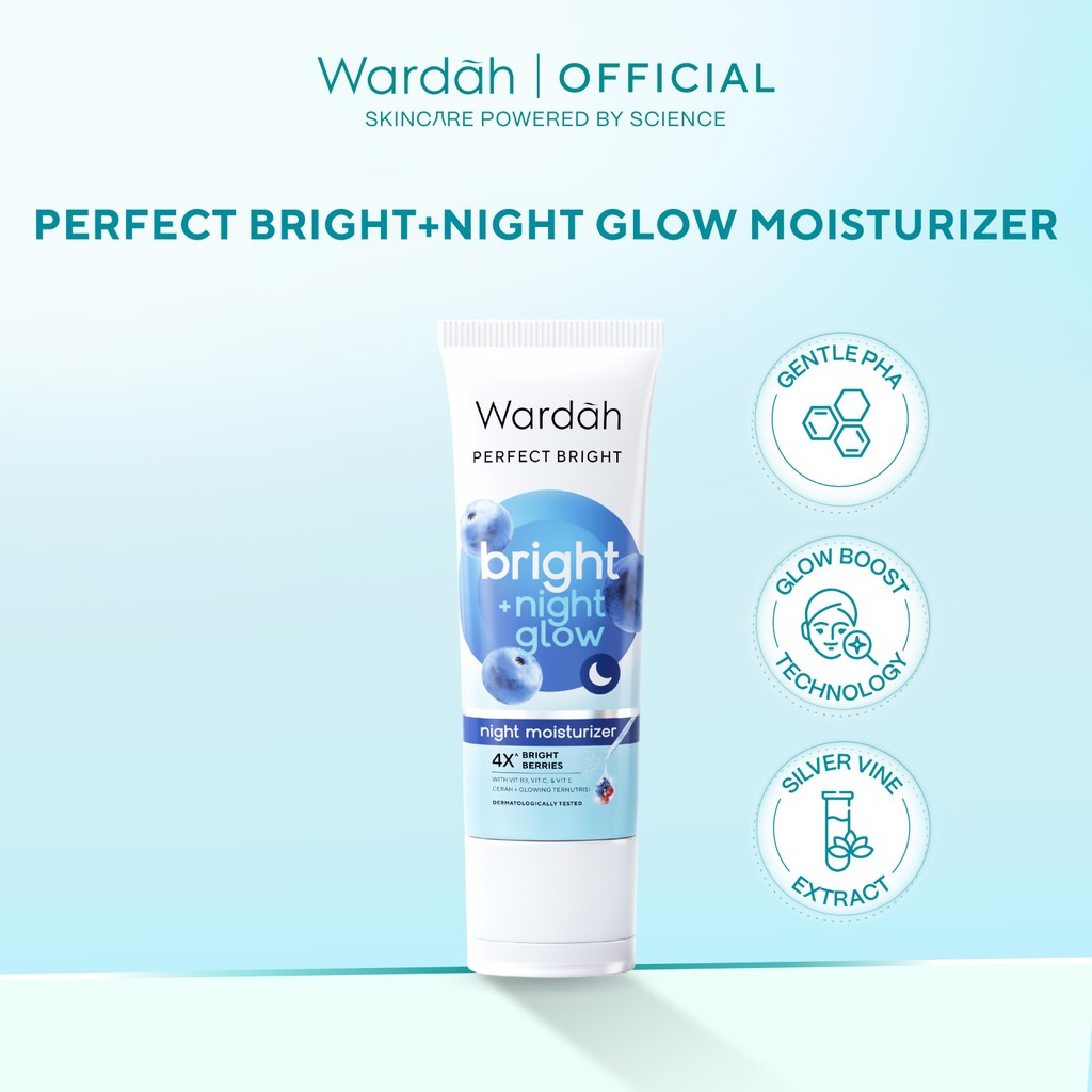 Wardah Perfect Bright + Night Glow Moisturizer -All Skin Type,Non-Oily ...
