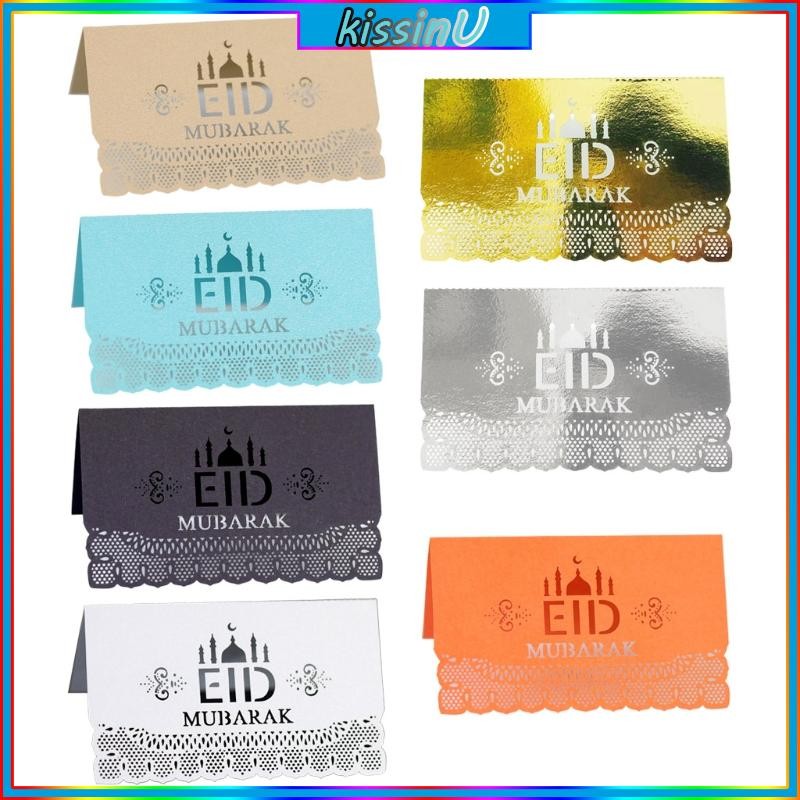 kiss 100pcs Hollow Out Eid Mubarak for Seat Table Card Ramadan Kareem Invitation Paper Name ...