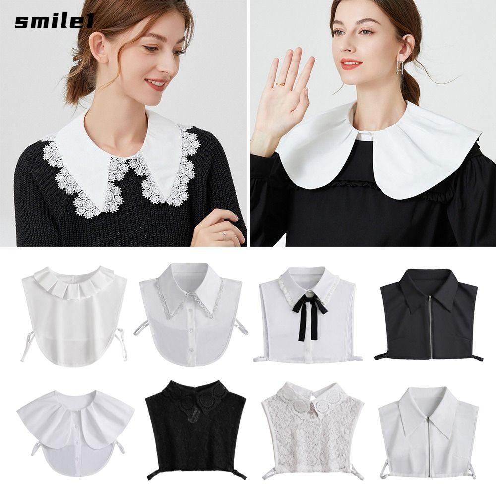 SMILE Shirt Fake Collar, Cotton Vintage Lapel, Classic Detachable Women ...