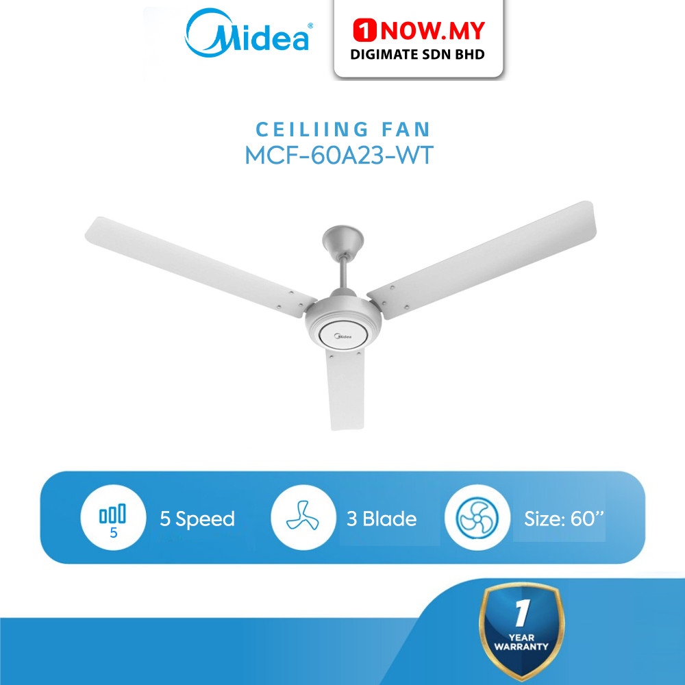 MIDEA 60" Ceiling Fan MFC-60A23 WT | Durable 3 Blades Strong Wind ...