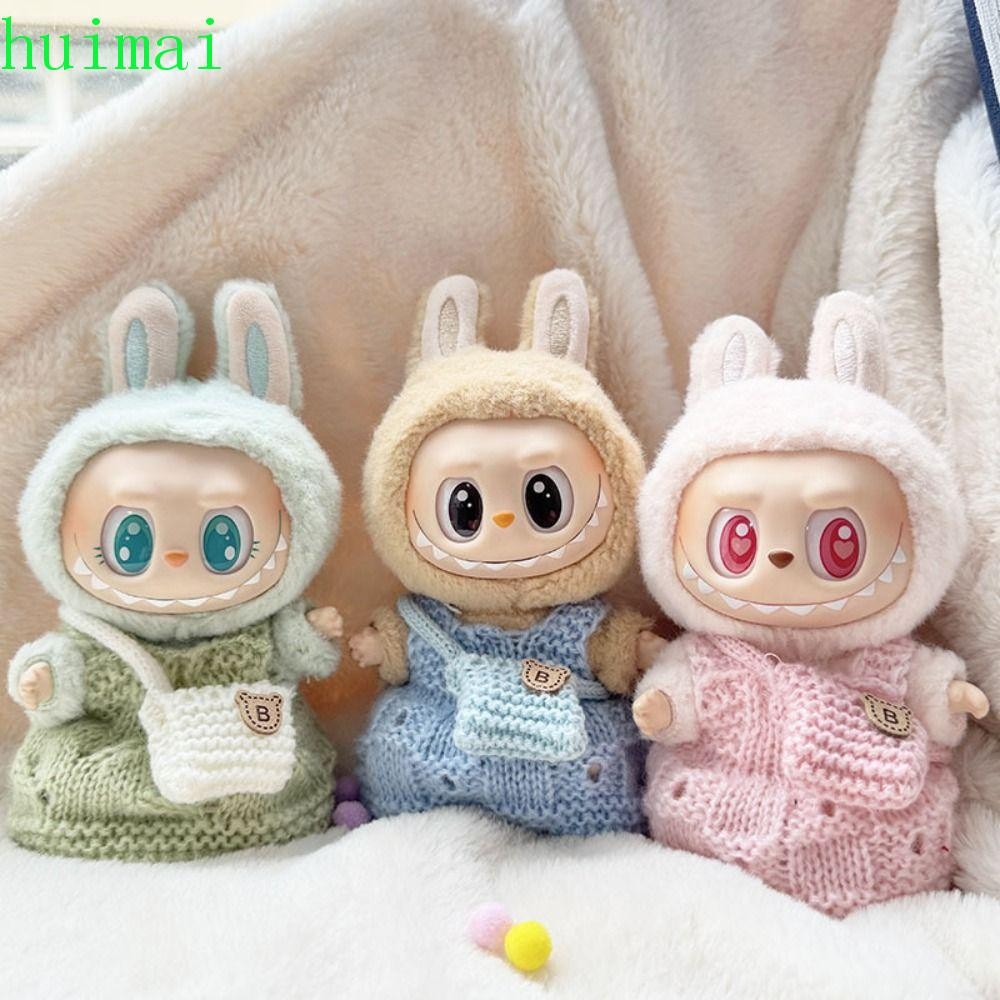 HUIMAI Sitting Labubu Time Cloth, Cherry Pendant Knitted Style Labubu ...