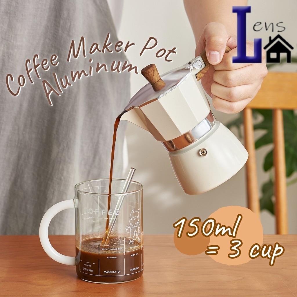 Aluminum Coffee Pot Moka Pot Stove Top Italian Style Barista Drip Top ...