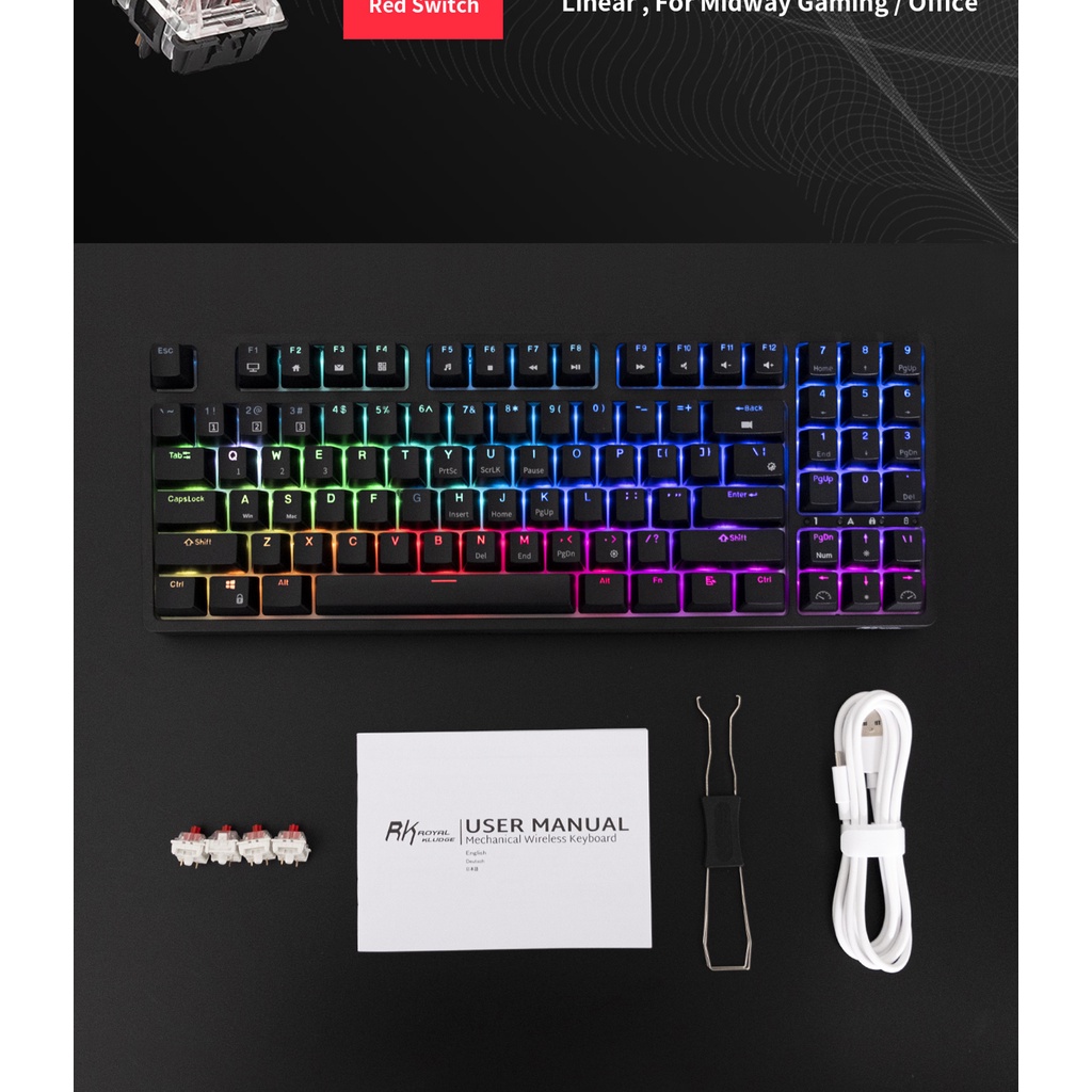 Royal Kludge RK92 Wireless Bluetooth mechanical keyboard 92 Key ...