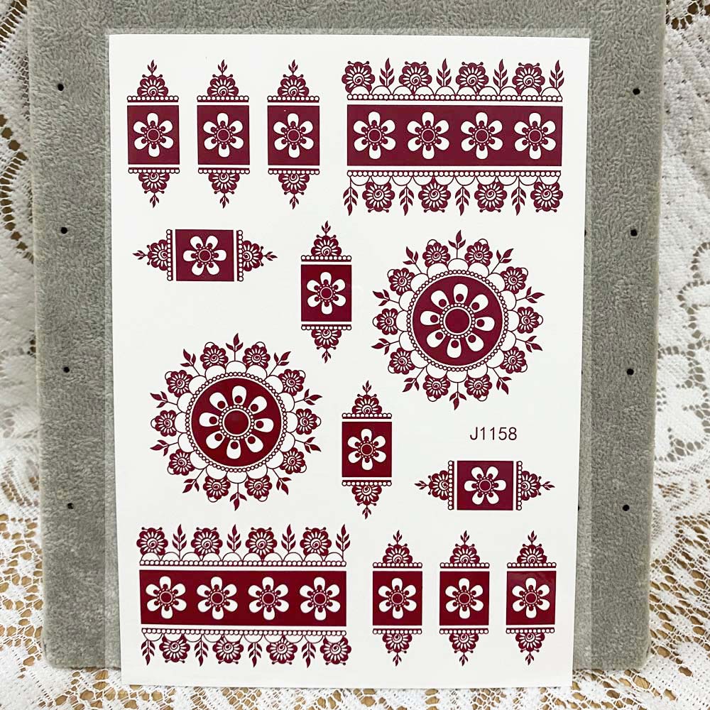 Waterproof Henna Tattoo Red Henna Stickers for Hand Fake Tattoo for ...