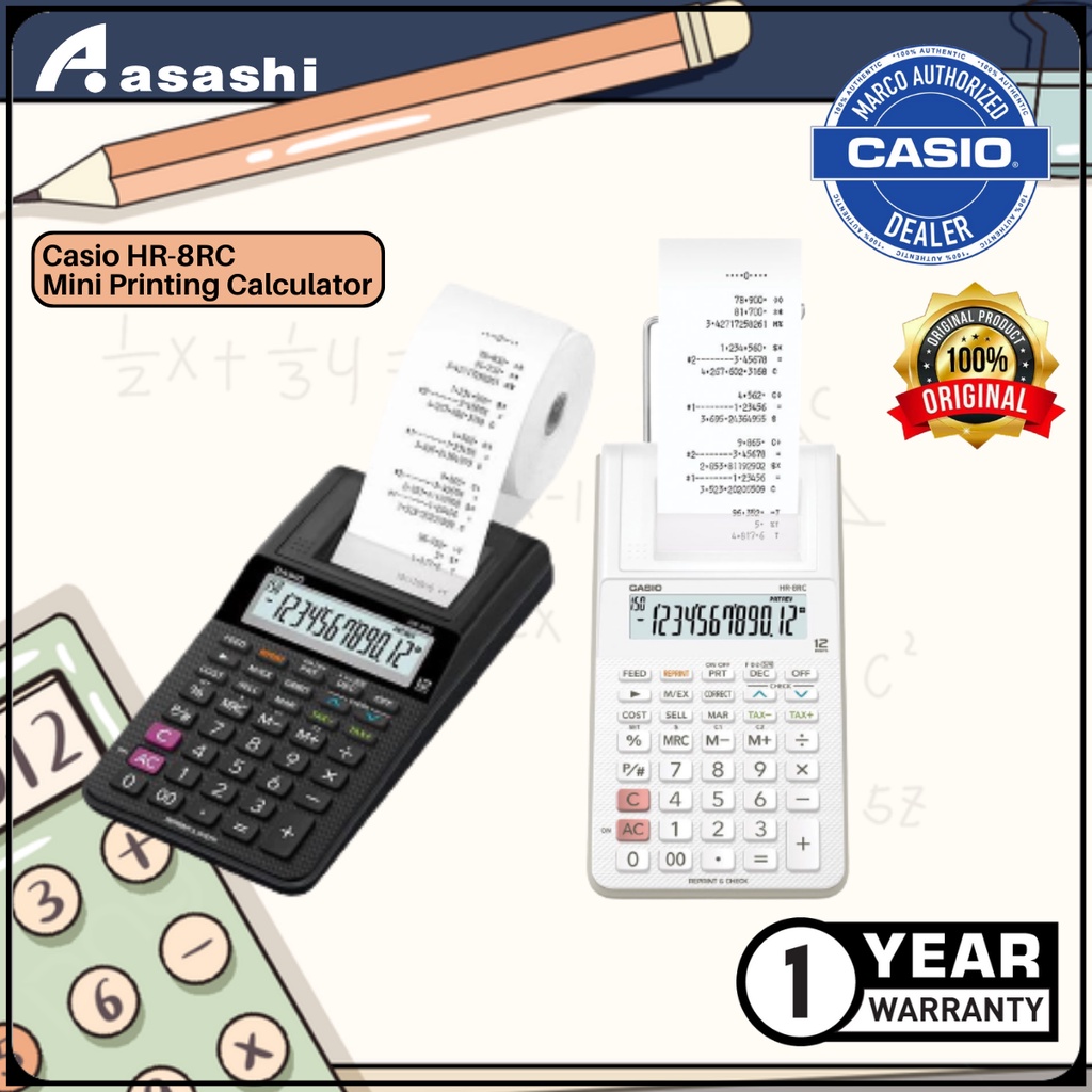 Casio HR-8RC Mini Printer with 12 Digits (Compact Type / Mini-printer ...