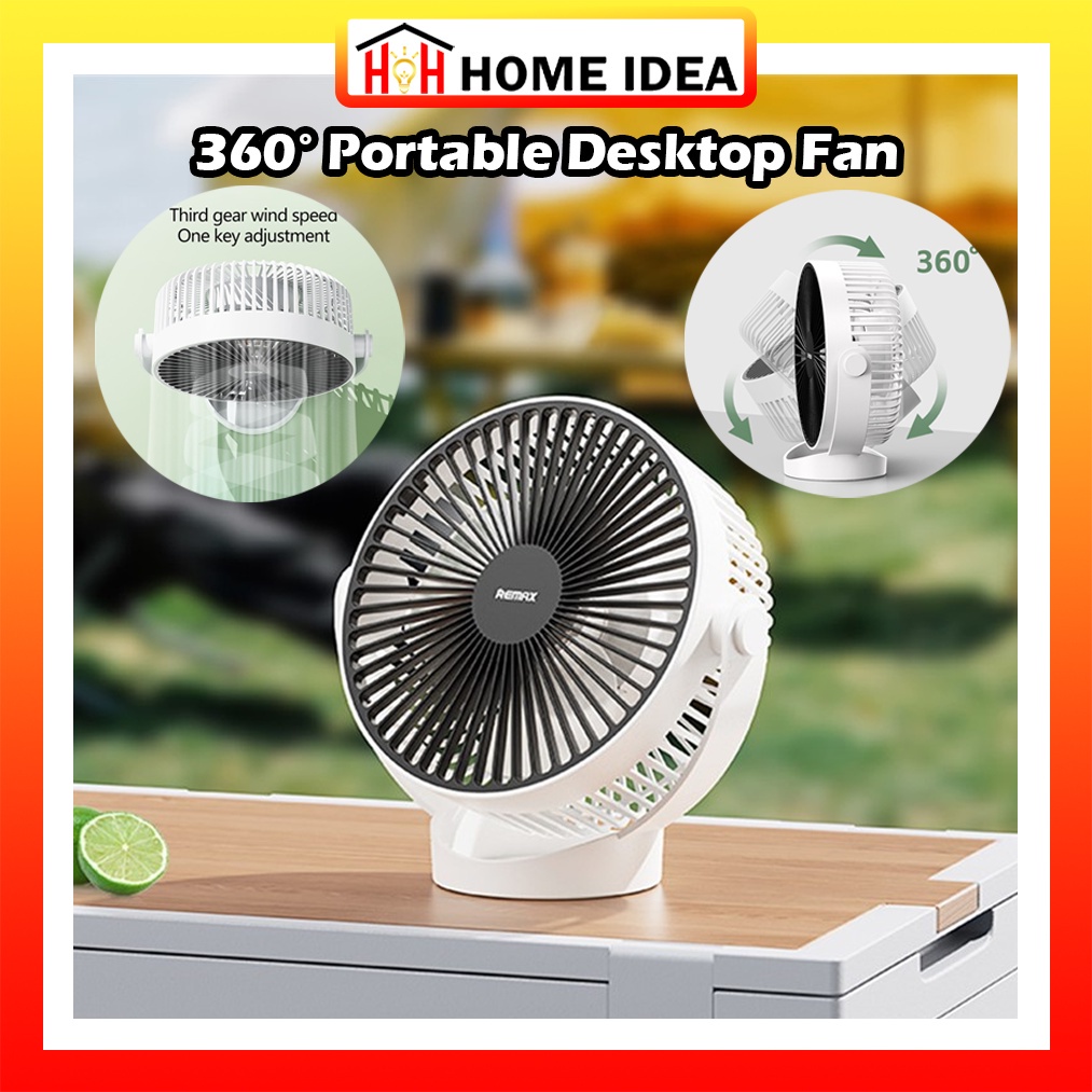Remax F45 Janyo 360° Rotation Desktop Fan 3-Gear Blowing Air Wireless ...