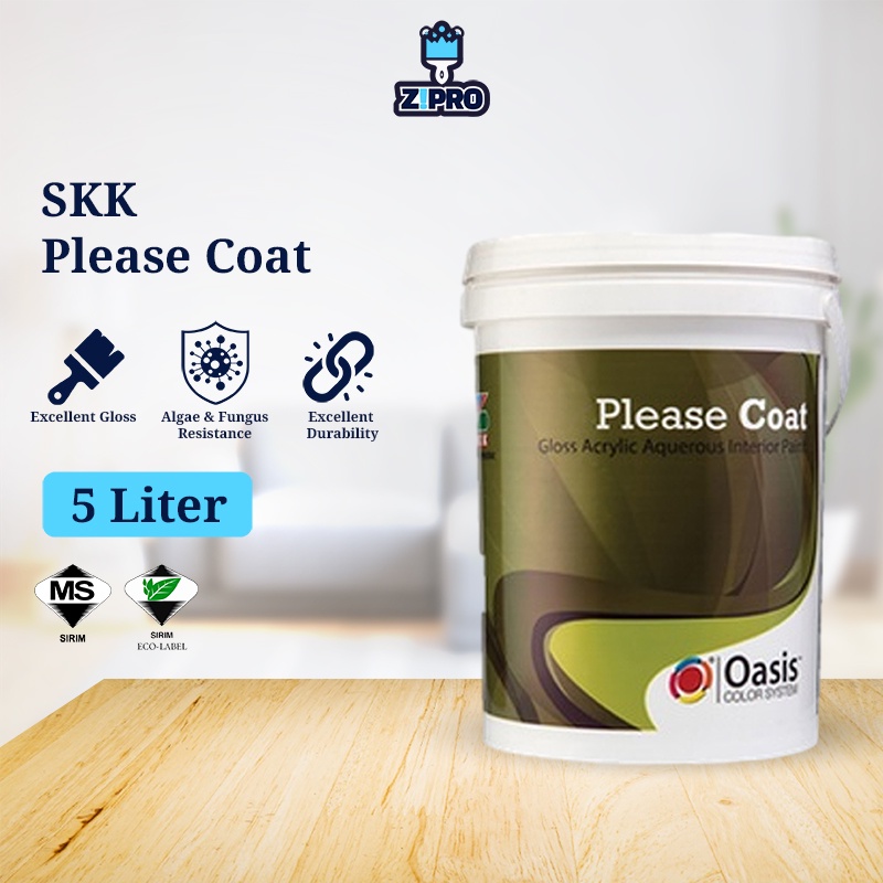 Skk Please Coat 5L Interior High Gloss Paint Easy Wash Cat Dalam Rumah ...