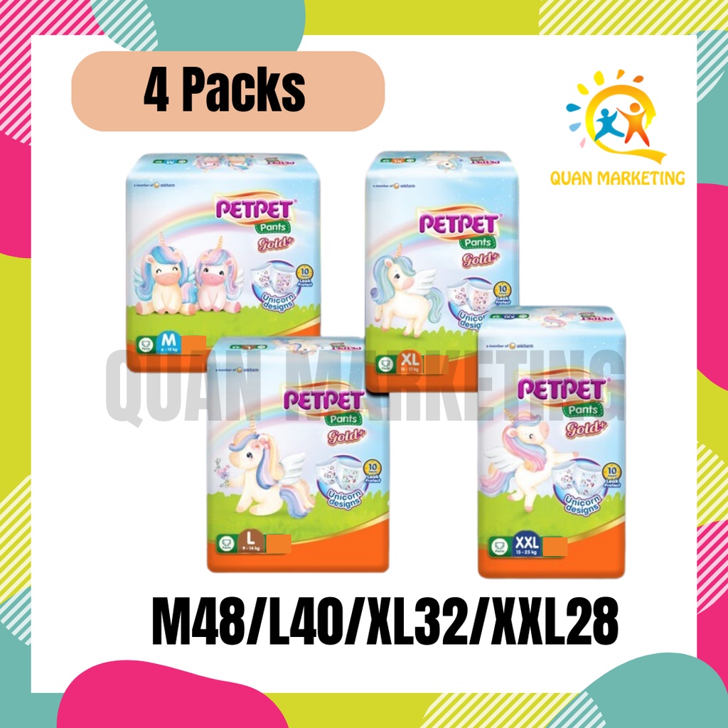 PETPET Pants Gold+ Unicorn Jumbo Pack - M48/L40/XL32/XXL28 (4 Packs ...