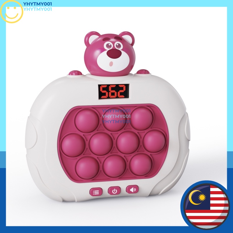 999LEVELS!! LED Display Quick Push Game Pop It Strawberry Bear ...