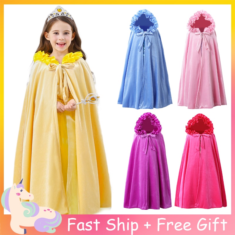 Princess Elsa Frozen Mermaid Belle Cape Cloak Girls Halloween Christmas ...