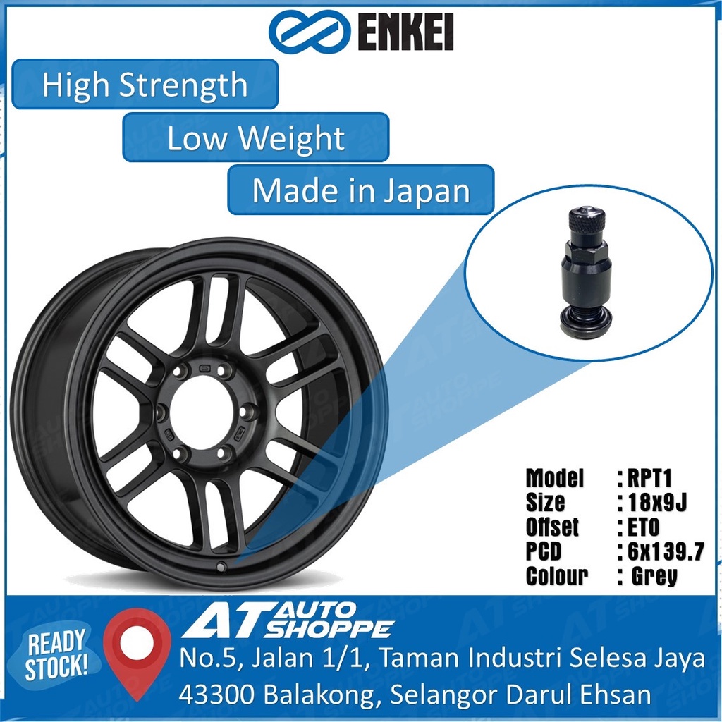 (1pc) Enkei RPT1 Matte Grey 18x9j 6x139.7 ET0 Wheels Wheel Sportrims ...