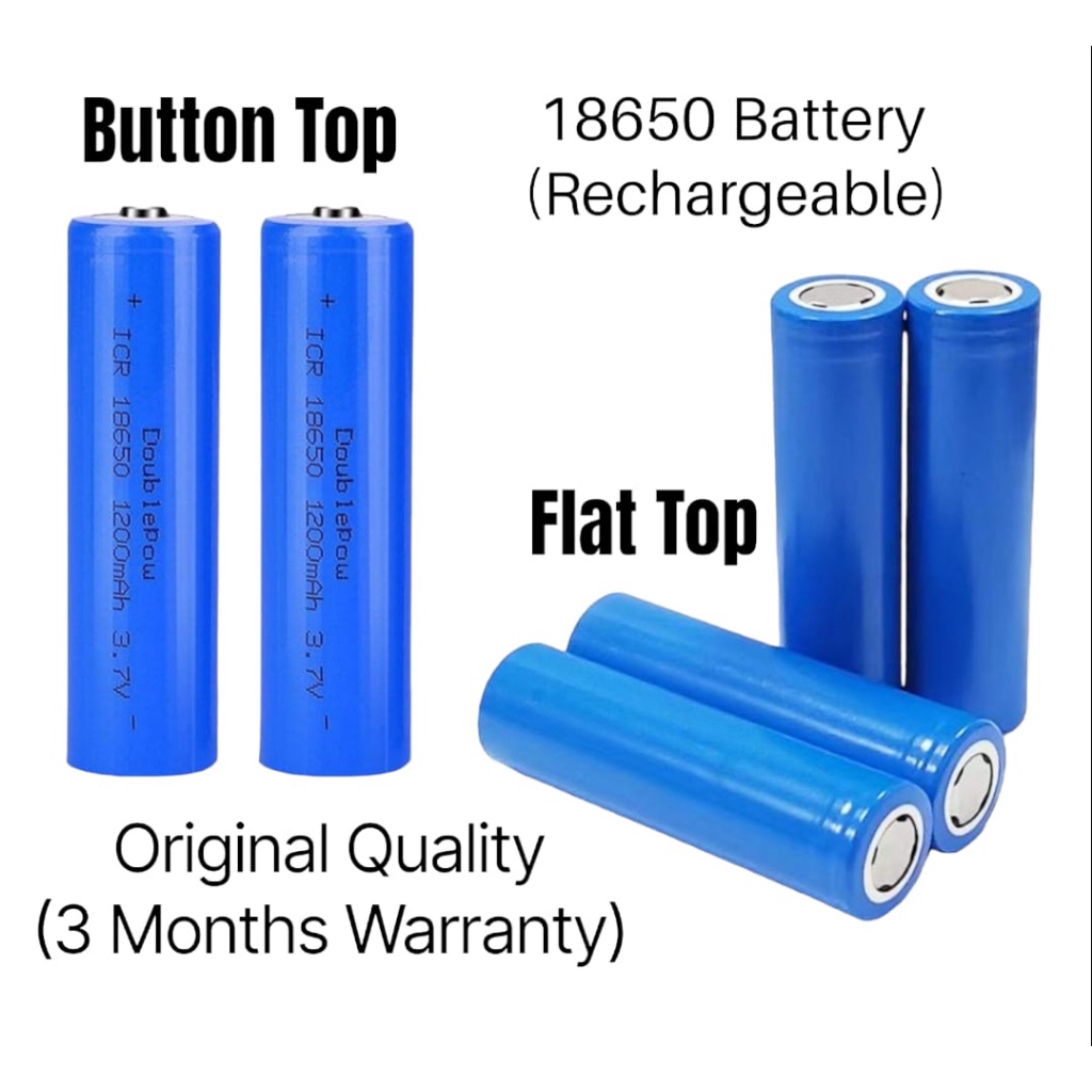 Battery 18650 Lithium Ion 3.7V [1200/ 2400/3000mAh] - Rechargeable/Flat ...