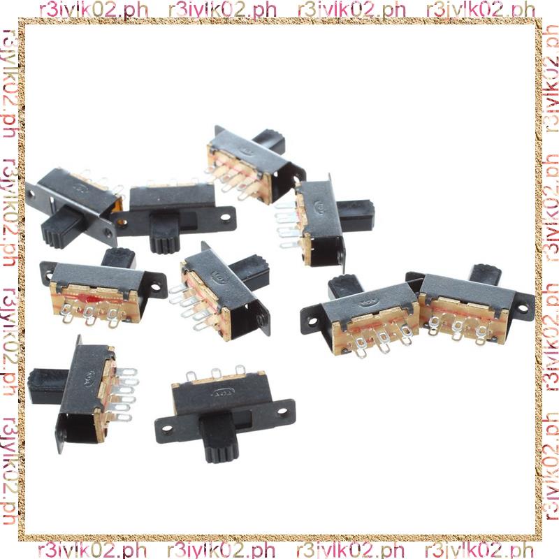 10 Pcs SS22F25-G7 2 Position DPDT 2P2T Panel Mount Mini Slide Switch Solder Lug(R 2 P H ...
