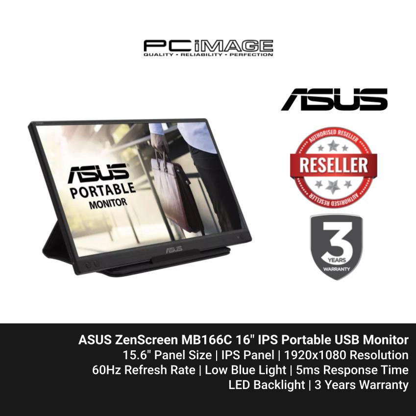 ASUS ZENSCREEN PORTABLE MB166C 15.6" 1920X1080 5MS 60HZ USB-C IPS 3YEAR ...