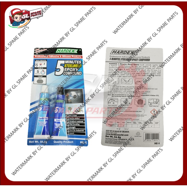 HARDEX HE5 5 MINUTES STEELWELD EPOXY COMPOUND 56.8G (2TON GUM) HE5 ...