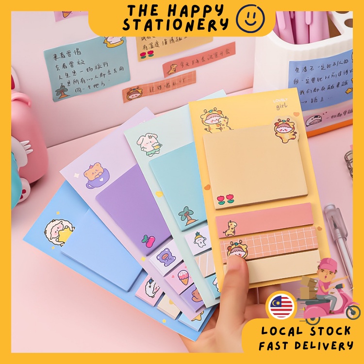 [Ready Stock] Korean Student INS Girly Cute Cartoon Animal Sticky Notes ...