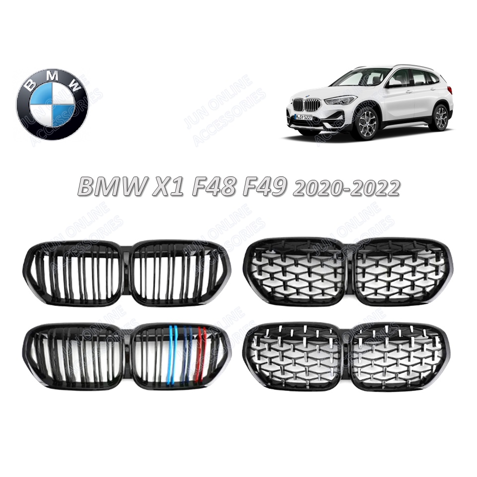 BMW X1 F48 F49 2020-2022 Front Grille Kidney Grilles Glossy Black ...