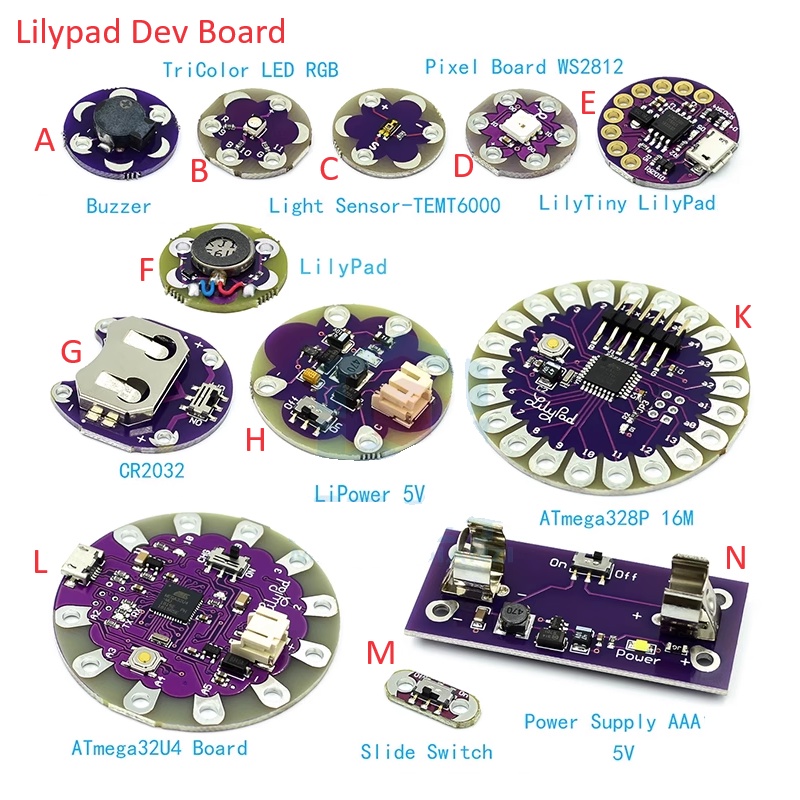LilyPad Development Board Sensor Module LilyTiny WS2812 TEMT6000 Coin ...