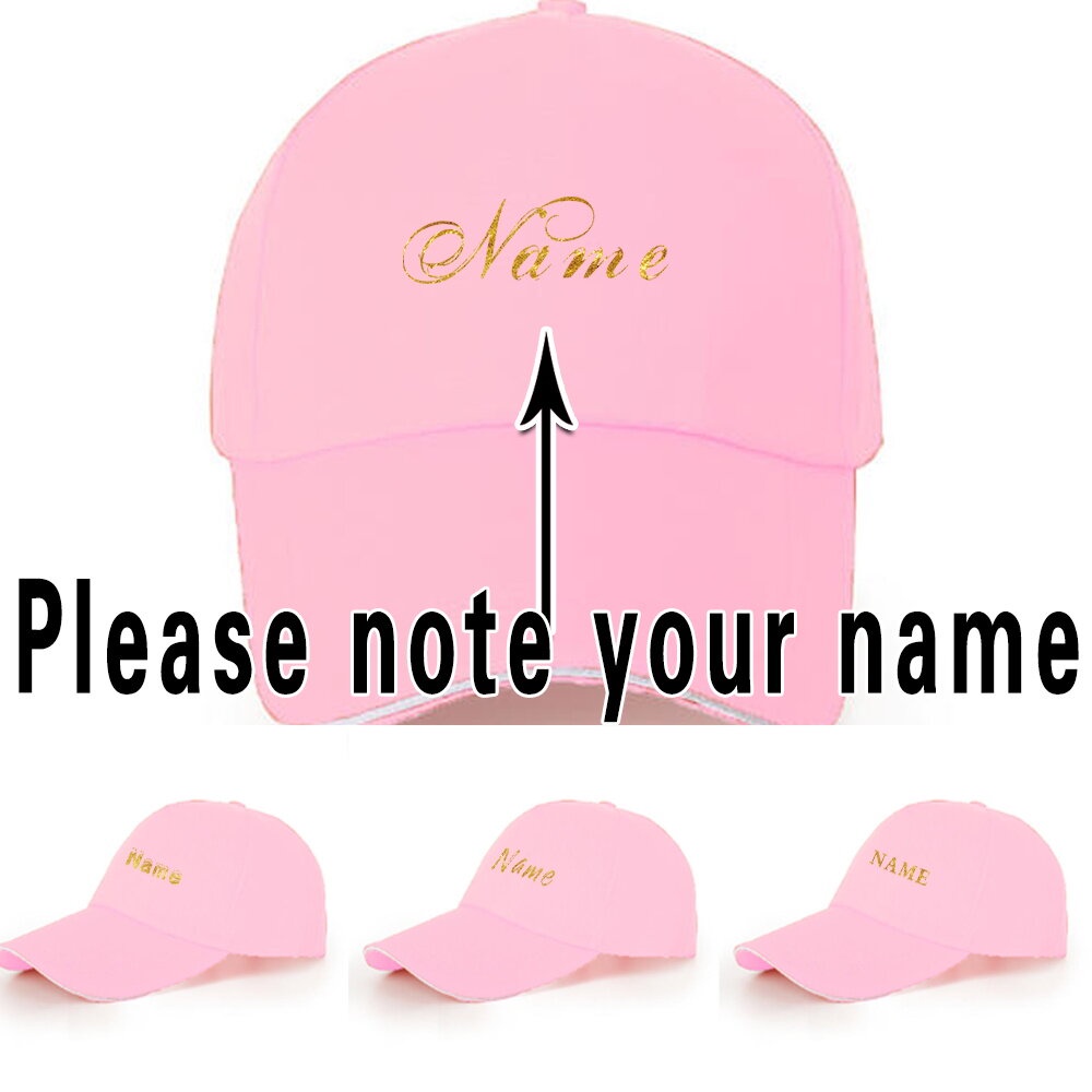 Custom Free Name Baseball Cap for Women Men Pink Cotton Hats Outdoor ...