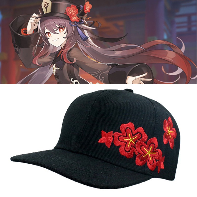 Game Genshin Impact Hutao Cosplay Hat Embroid Sun Hu Tao Peaked Cap ...