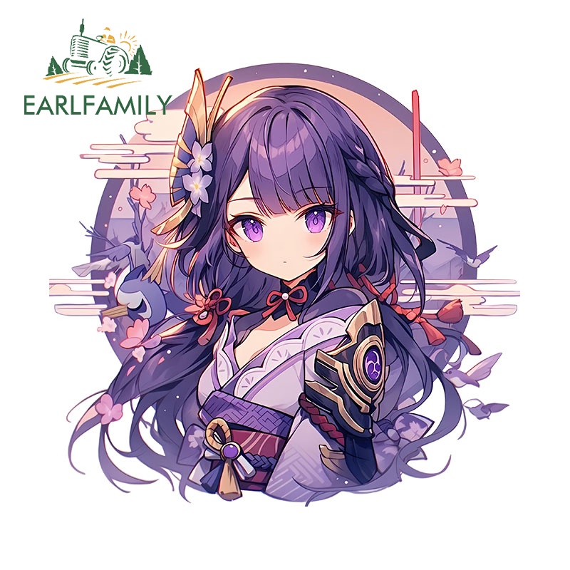 EARLFAMILY 13cm Genshin Impact Raiden Shogun Car Sticker Motorcycle ...