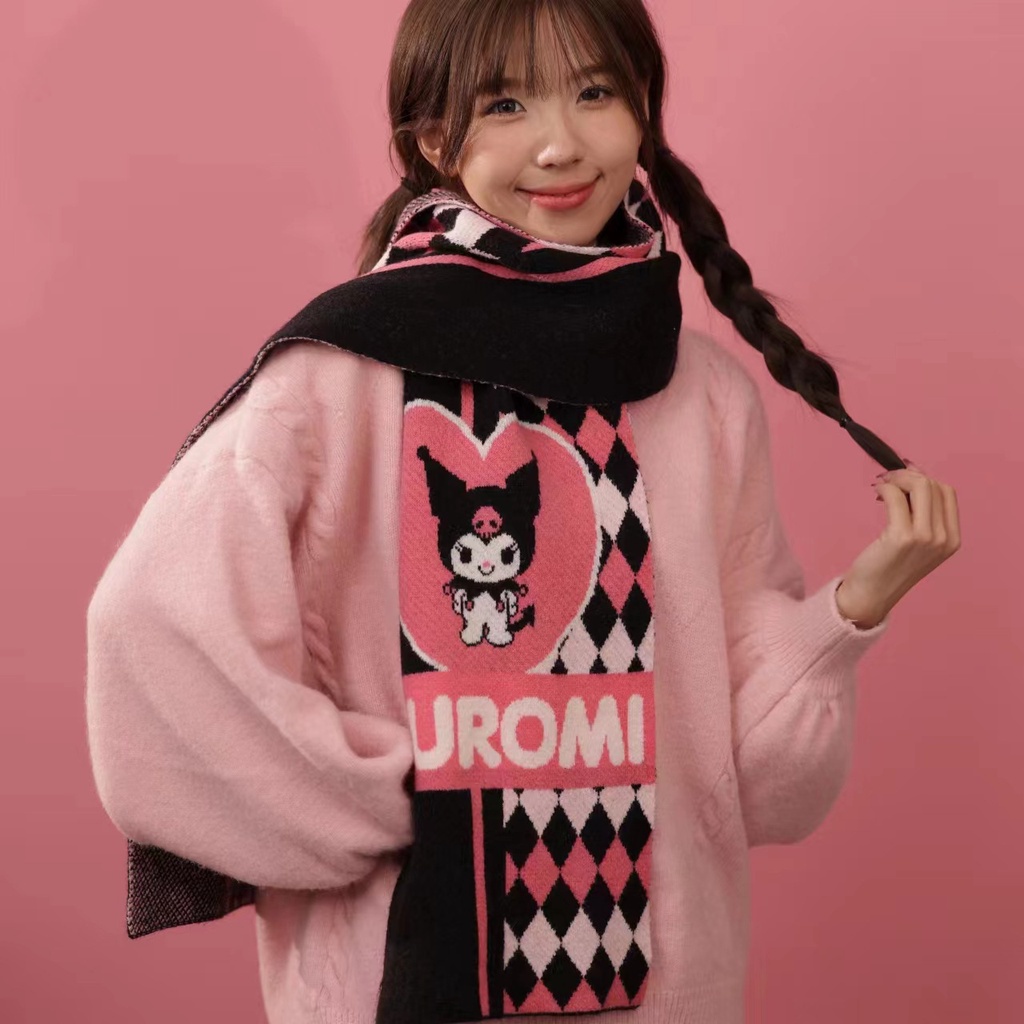 Sanrio Kuromi Colored Scarf Long Shawl Scarf For Female College ...