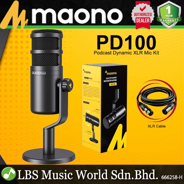 Maono PD100 Podcast Dynamic XLR Microphone Kit Cardioid Pattern Mic ...