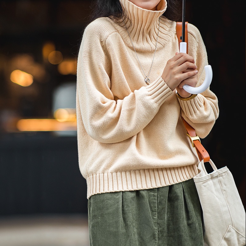 Women's Clothing Inner Wear Autumn Winter Loose High Neck Lazy Style ...